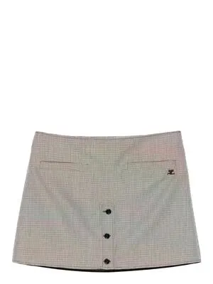 COURREGES Plaid Button Skirt - Neutrals