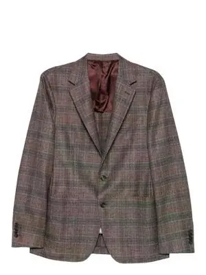 Canali Checked Wool Blazer - Red