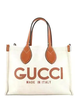 Gucci Logo Shopper Printed Canvas Small Tote Bag - Neutrals