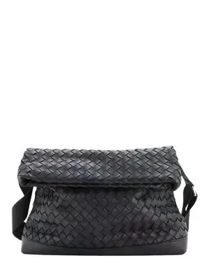 BOTTEGA VENETA Classic Fold Over Messenger Bag Intrecciato Leather