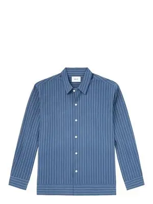 Nn07 Reed 50032 Striped Organic Cotton Shirt - Blue