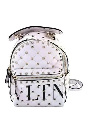 Valentino Garavani Vltn Rockstud Spike Quilted Printed Leather Mini Backpack - White