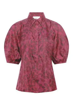 Gabriela Hearst Sansi Printed Silk Twill Top - Fuchsia
