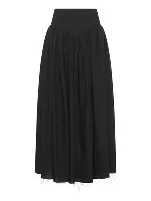 Gabriela Hearst Juniper Maxi Pleated Skirt In Aloe Linen - Black