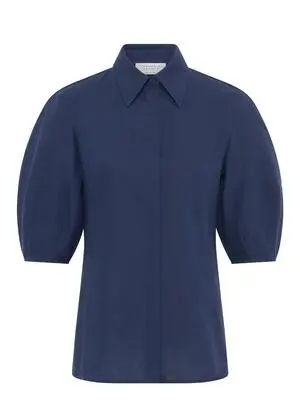 Gabriela Hearst Sansi Linen Top - Electric Navy