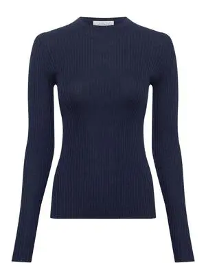 Gabriela Hearst Browning Cashmere Silk Knit Sweater - Electric Navy