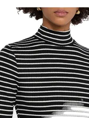 Rag & Bone The Knit Stripe Mock-neck Top - Black
