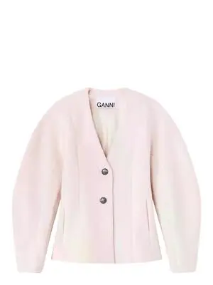 GANNI Buttoned V-neck Jacket - Pink