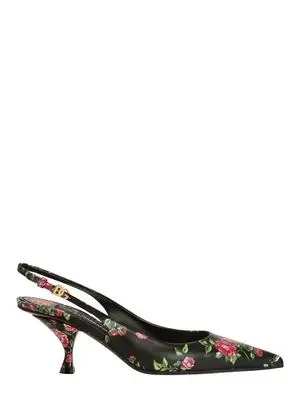 Dolce & Gabbana 60mm Floral Slingback Slippers - Black