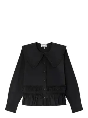 GANNI Ruffled Top - Black