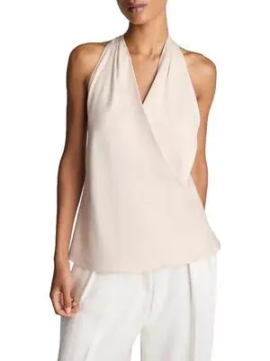 KENNETH COLE Crossover Tie Back Halter Blouse - Tanline