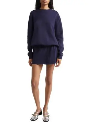 Sandy Liang Kazia Oversized Long Sleeve Sweater Dress - Navy