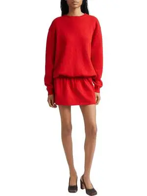 Sandy Liang Kazia Oversized Long Sleeve Sweater Dress - Red