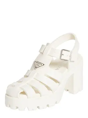 Prada Stride Flow Cage Platform Sandal - Avorio