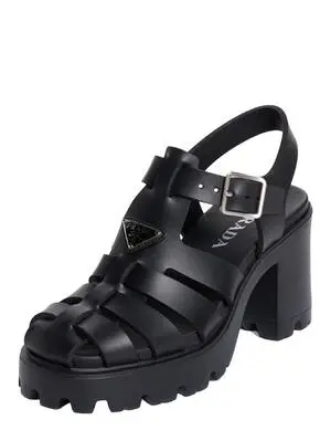 Prada Stride Flow Cage Platform Sandal - Nero
