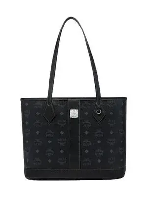 Mcm Small Liz Shopper In Visetos - Black