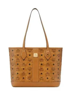 Mcm Small Liz Shopper In Visetos - Cognac