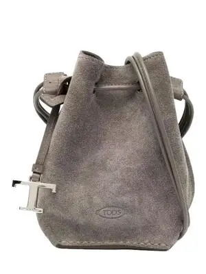 TOD'S Mini Suede Bucket Bag - Grey