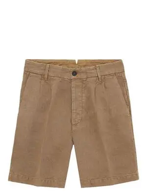 FORTELA Pleated Linen Bermuda Shorts - Mou