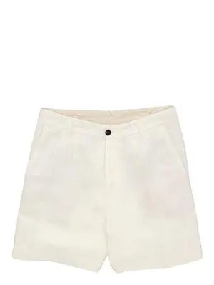 FORTELA Pleated Linen Bermuda Shorts - White