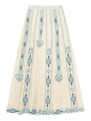 FORTELA Nicea Bi-Color Embroidered A-Line Skirt