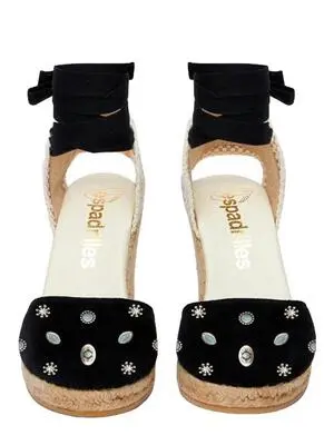 FORTELA Wedge Espadrilles With Studs Black