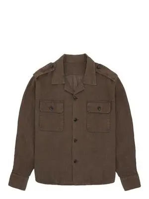 FORTELA Military Linen Shirt - Brown