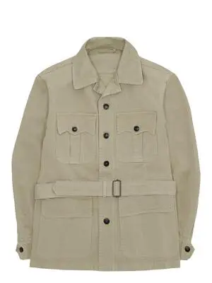 FORTELA Clint Herringbone Cotton Sahariana Jacket - Military Green
