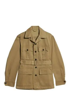 FORTELA Clint Herringbone Cotton Sahariana Jacket - Olive