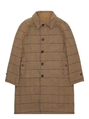 FORTELA Stanford Check Wool Double-faced Single-breasted Coat - Beige