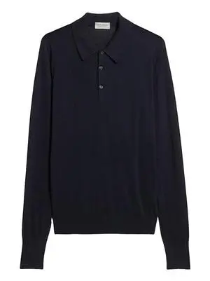FORTELA Finchley Cotton Knit Polo - Navy Blue