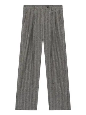FORTELA Pinstripe Virgin Wool Trousers - Melange