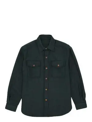 FORTELA Cpo Flannel Wool Overshirt - Forest Green