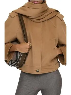 Burberry Detachable Scarf Cashmere Jacket - Fawn Melange