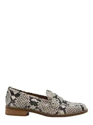ANDREA GOMEZ Camila Leather Loafer - Grey Faux Phyton