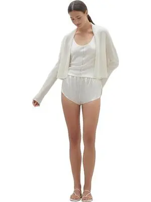 Naked Cashmere Juno Cropped Cashmere Cardigan Ecru