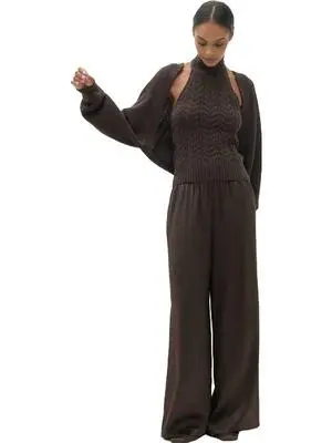 Naked Cashmere Antoinette Ribbed Cashmere Shrug - Cocoa
