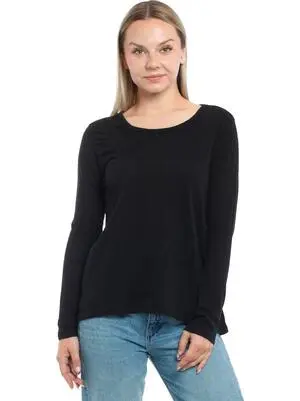 WILT CLOTHING Wide Neck Long Sleeve Tee - Black