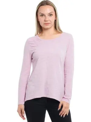 WILT CLOTHING Wide Neck Long Sleeve Tee - Mauve Mist