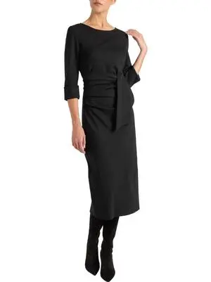 Santorelli Trinity Midi Sheath Dress In Punto Milano - Black