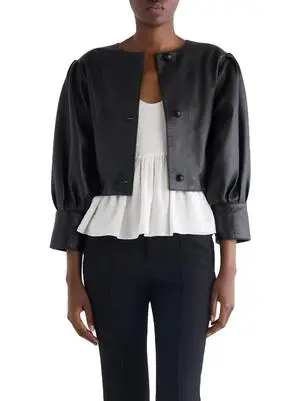 Chloé Plongé Lambskin Leather Short Jacket - Black