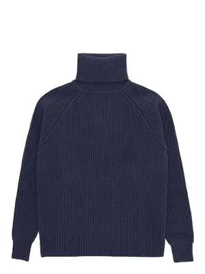 FORTELA Oslo Merino Wool High Neck Sweater Indigo Rinse