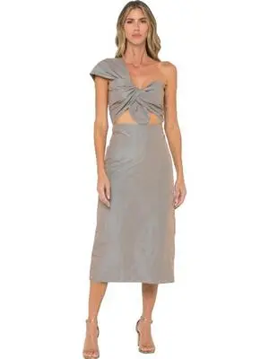 JBQ Carmela One-shoulder Midi Dress - Silver