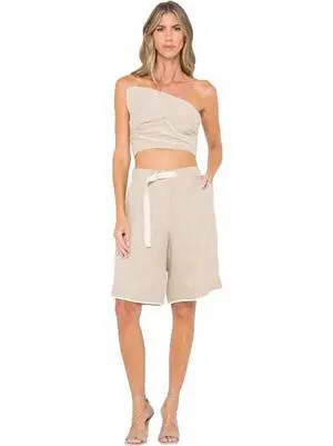 JBQ Marley Linen Bermuda Shorts - Safari