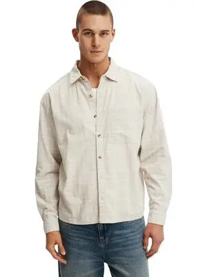 COTTON ON Remi Long Sleeve Shirt - Stone Textured Check