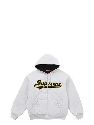 Supreme Quilted Zip Up Hooded Sweatshirt - Ash Grey