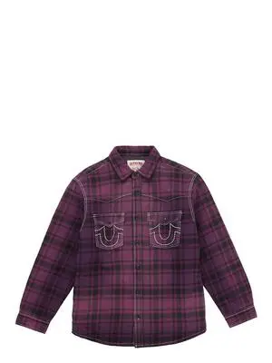 Supreme True Religion Quilted Lined Plaid Flannel Shirt - Purple