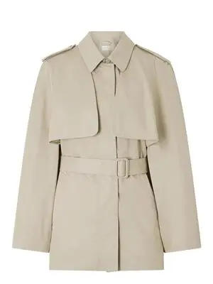 THE ROW Tavoris Belted Brushed-cotton Gabardine Jacket - Gray