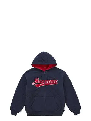 Supreme Quilted Zip-up Hooded Sweatshirt - Navy Blue