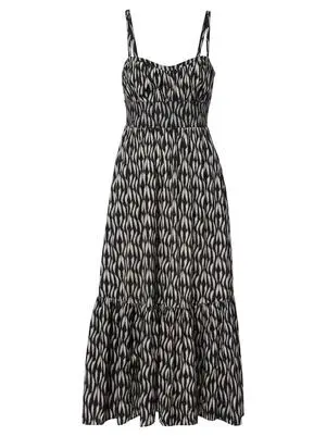 Ulla Johnson Nadine Printed Cotton-blend Midi Dress - Black